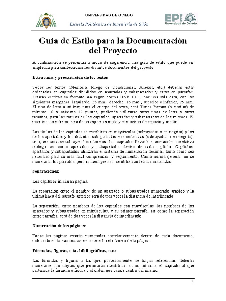 Guía de Estilo para La Documentación Del Proyecto | PDF | Software | Diseño