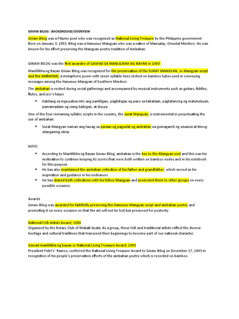 GINAW BILOG Cpar | PDF | Philippines