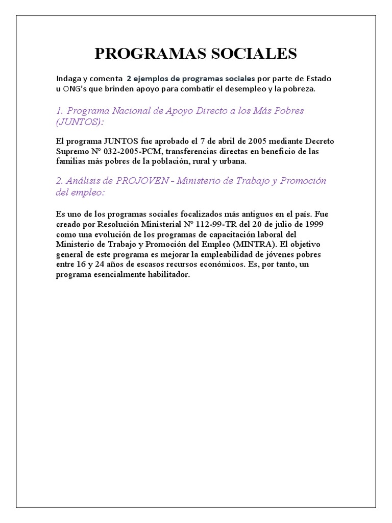 Programas Sociales | PDF | Ciencias sociales