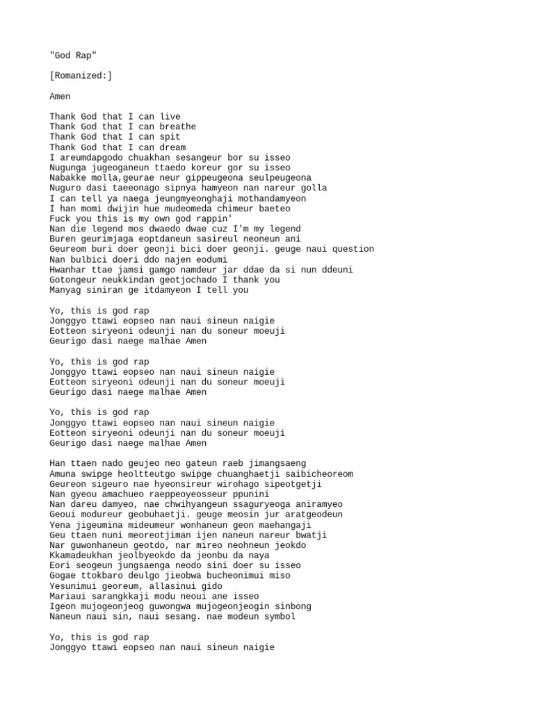 God Rap RM | PDF | Religious Belief And Doctrine | Theology