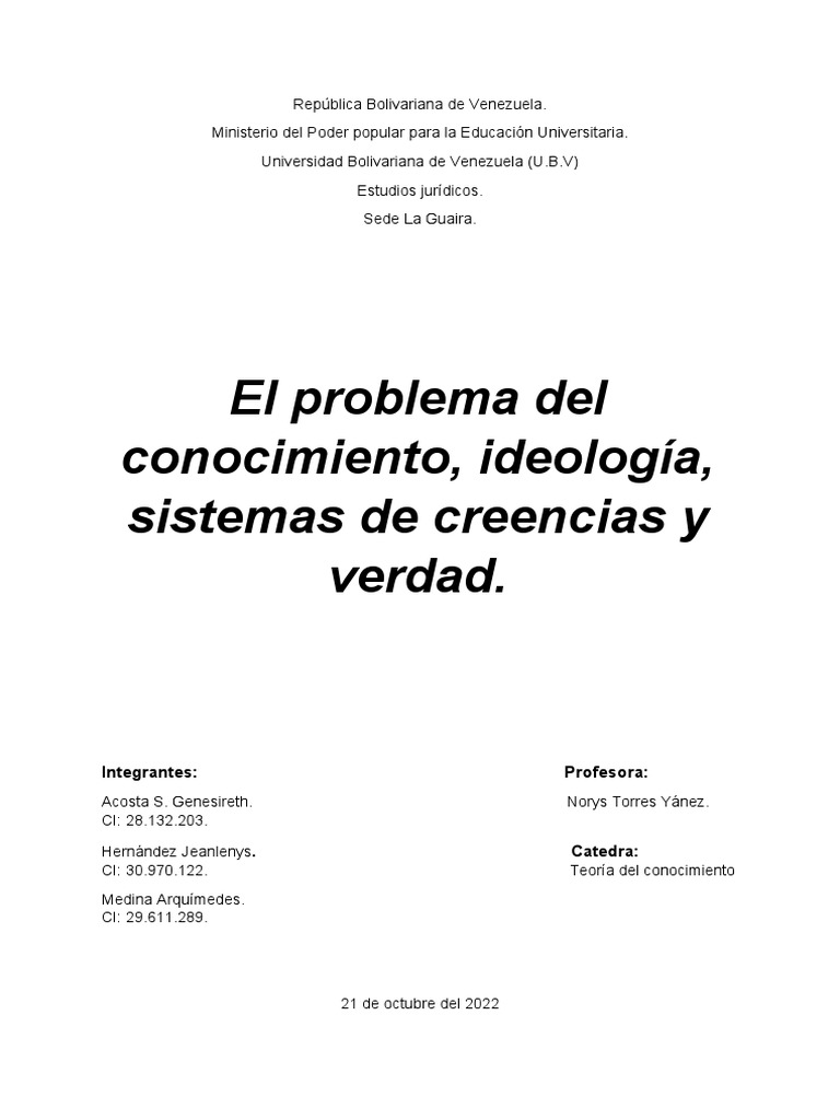 Teoria Del Conocimiento. | PDF | Verdad | Conocimiento
