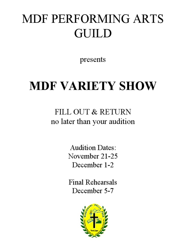 MDF Variety Show | PDF | Audition | Performing Arts