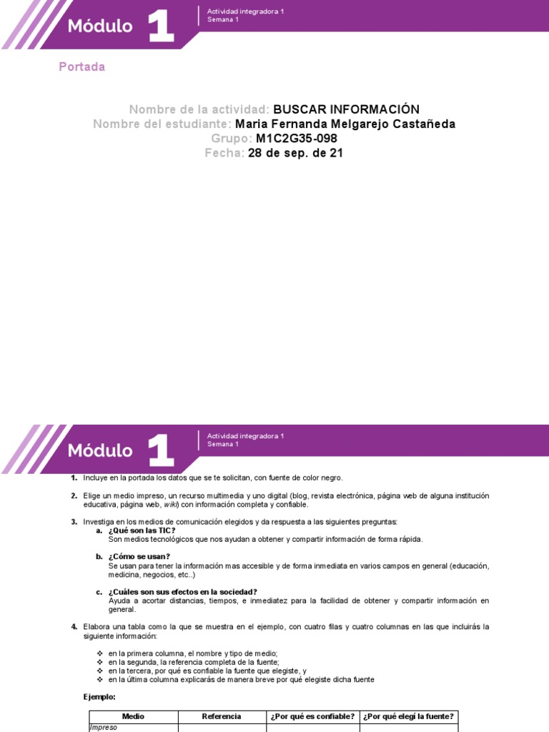 Actividad Integradora 1 Modulo 1 | PDF | Tecnología de información y comunicaciones | Multimedia