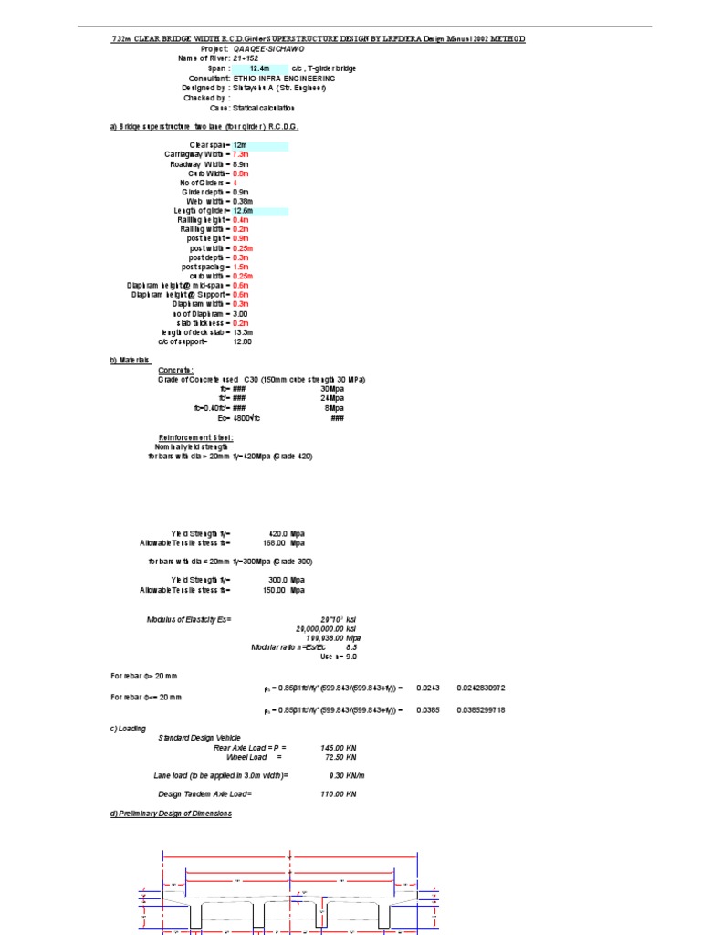 Design Computation For 12m Double Lane Bridge Tgirder | PDF | Strength ...