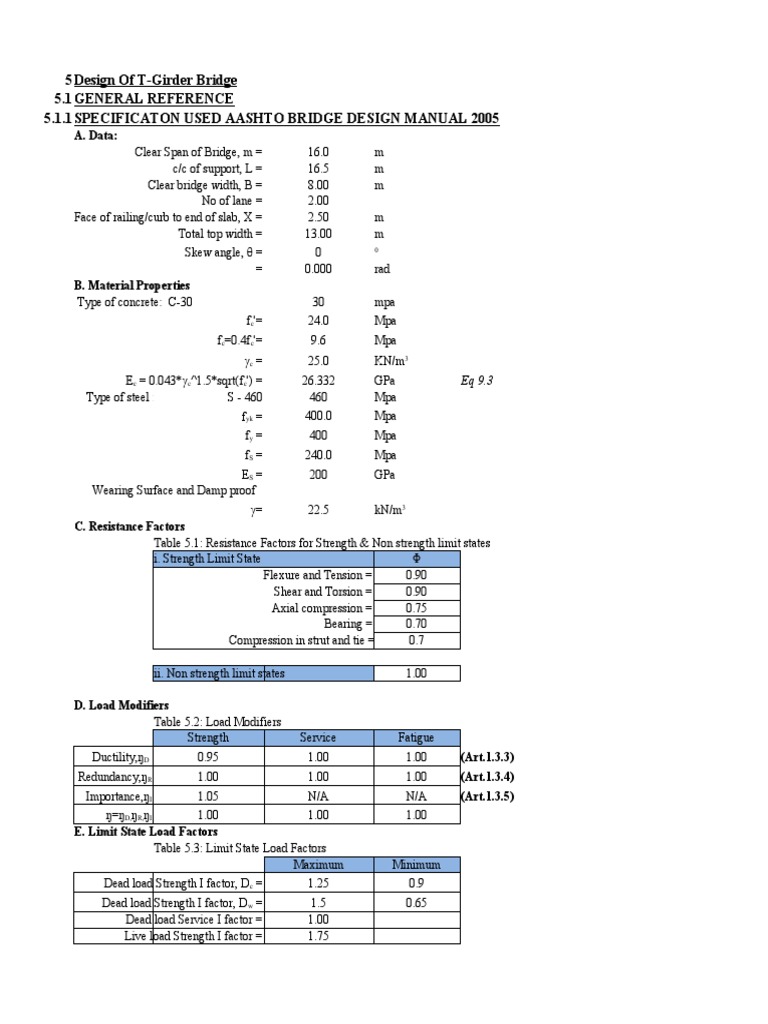 T-Girder Bridge Design Guide | PDF | Strength Of Materials | Bridge