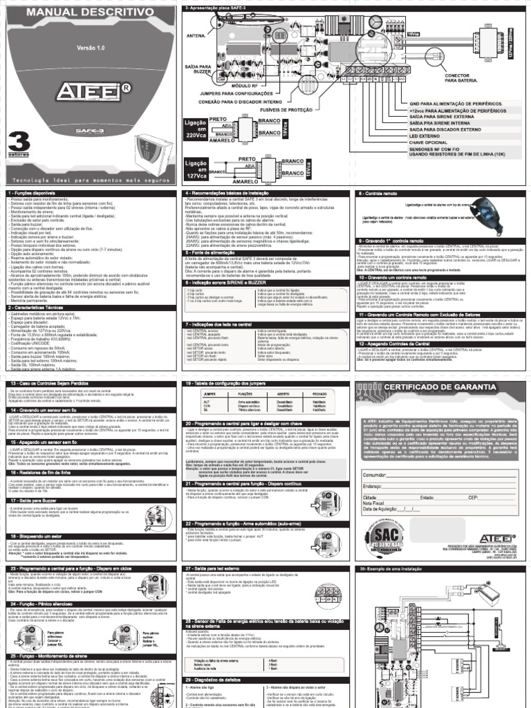 Manual Instalação Alarme Safe | PDF | Diodo emissor de luz | Irã Manual Instalação Alarme Safe | PDF | Diodo emissor de luz | Irã