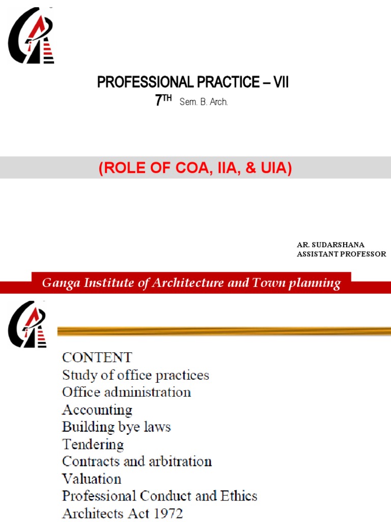 Role of Coa, Iia & Uia | PDF | Architect | Procurement