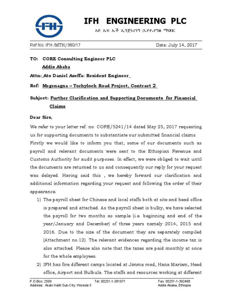 Further Clarification and Supporting Documents For Financial | Download ...