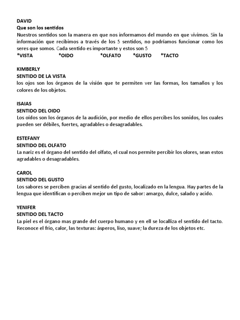 Los 5 Sentidos y sus Órganos Clave | PDF