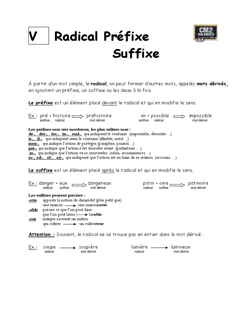 Radicaux, Préfixes et Suffixes | PDF | Arts du langage et discipline ...