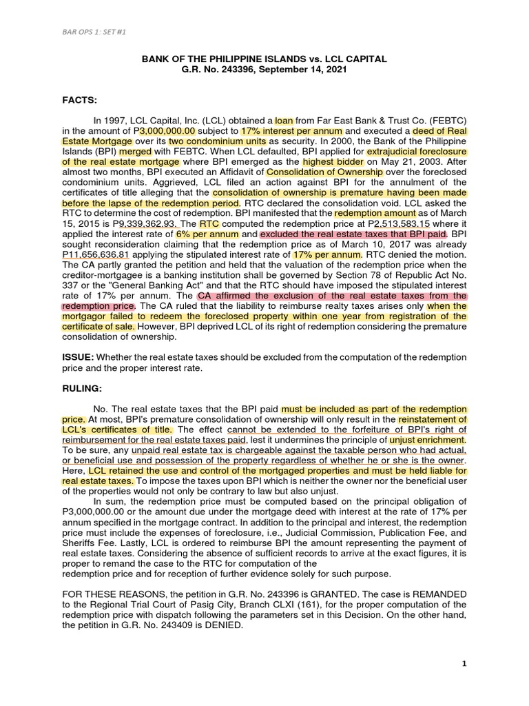 Case Digests (Recent 2022 Cases) | PDF | Mortgage Law | Foreclosure