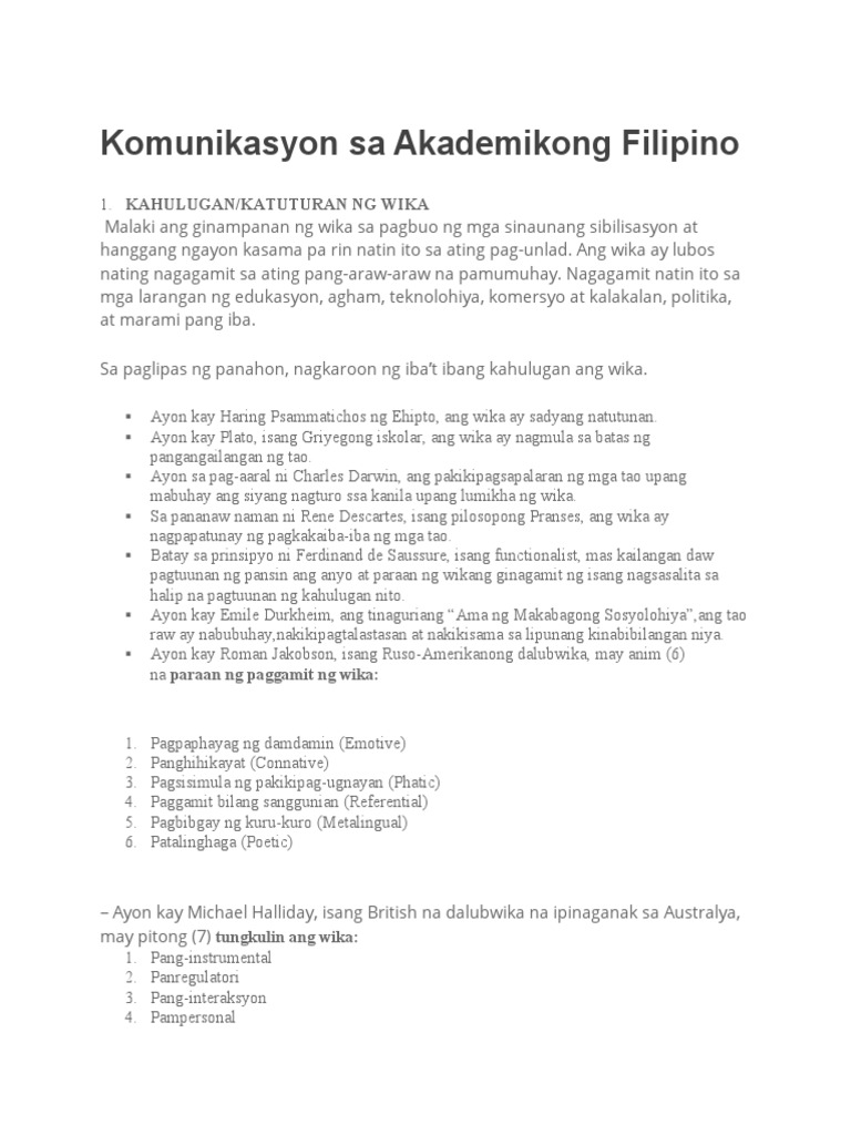 Komunikasyon Sa Akademikong Filipino | PDF