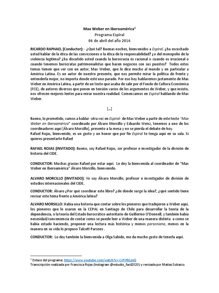 Max Weber en Iberoamérica | PDF | Historia