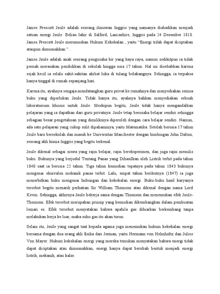 James Prescott Joule: Penemu Energi | PDF | Sejarah | Dewasa Muda