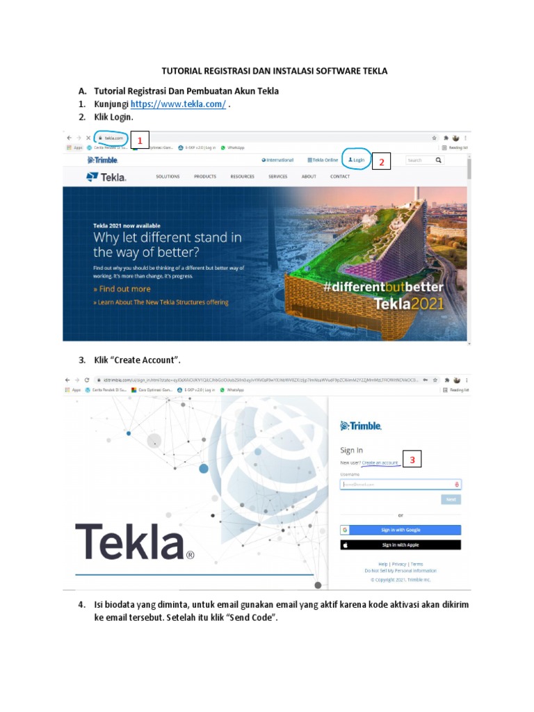 Tutorial Registrasi Dan Install Tekla Campus | PDF | Komputer