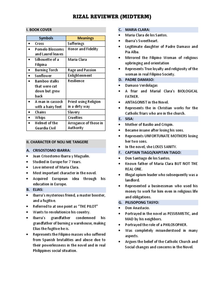 Rizal Reviewer Midterm Complete | PDF | Philippines | Spanish Language Literature