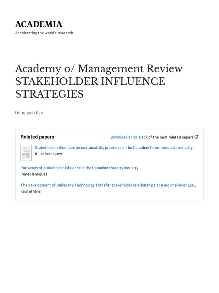 Stakeholder Influence Strategies Explained | PDF | Stakeholder ...