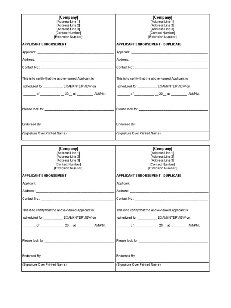 Form - Applicant Endorsement | PDF
