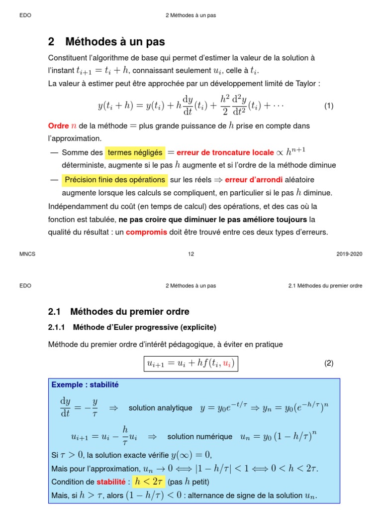 Méthodes numériques pour EDO | PDF | Sciences numériques | Mathématiques appliqués
