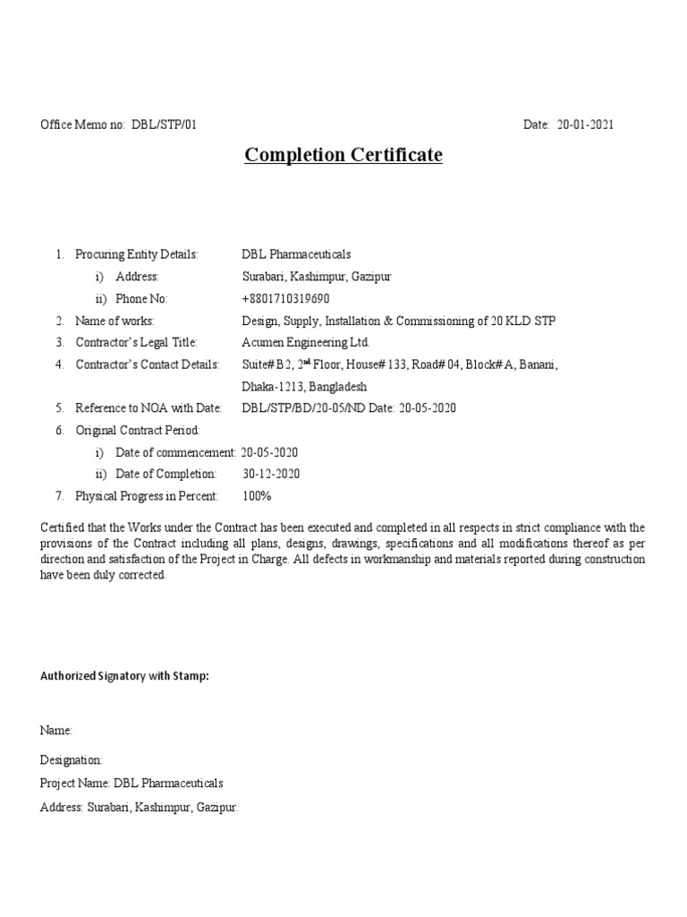 Completion Certificate | PDF