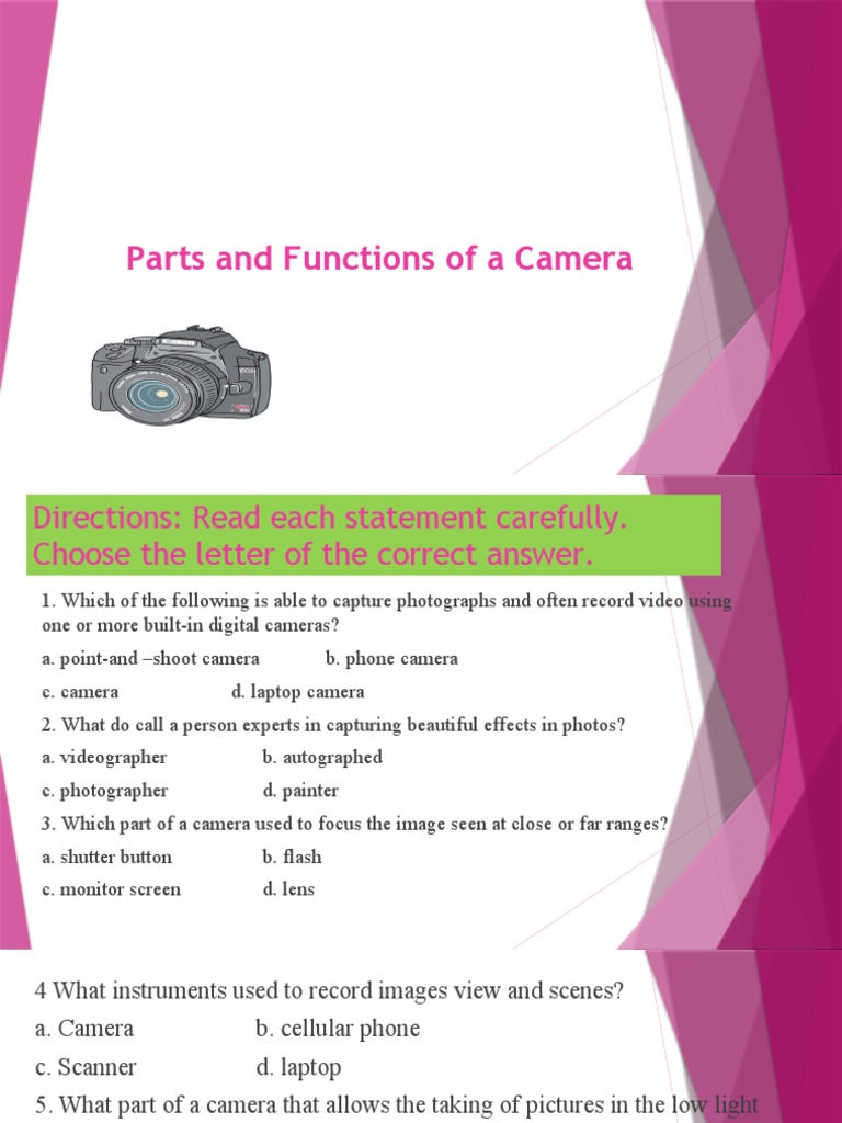 Parts ND Function of Camera | PDF | Camera | Shutter (Photography)