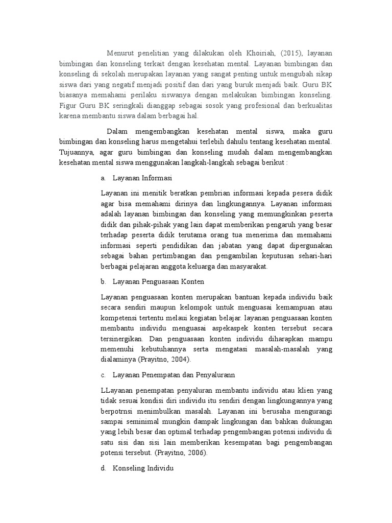 Penanganan Kesehatan Mental Dalam Program BK Di SMP | PDF