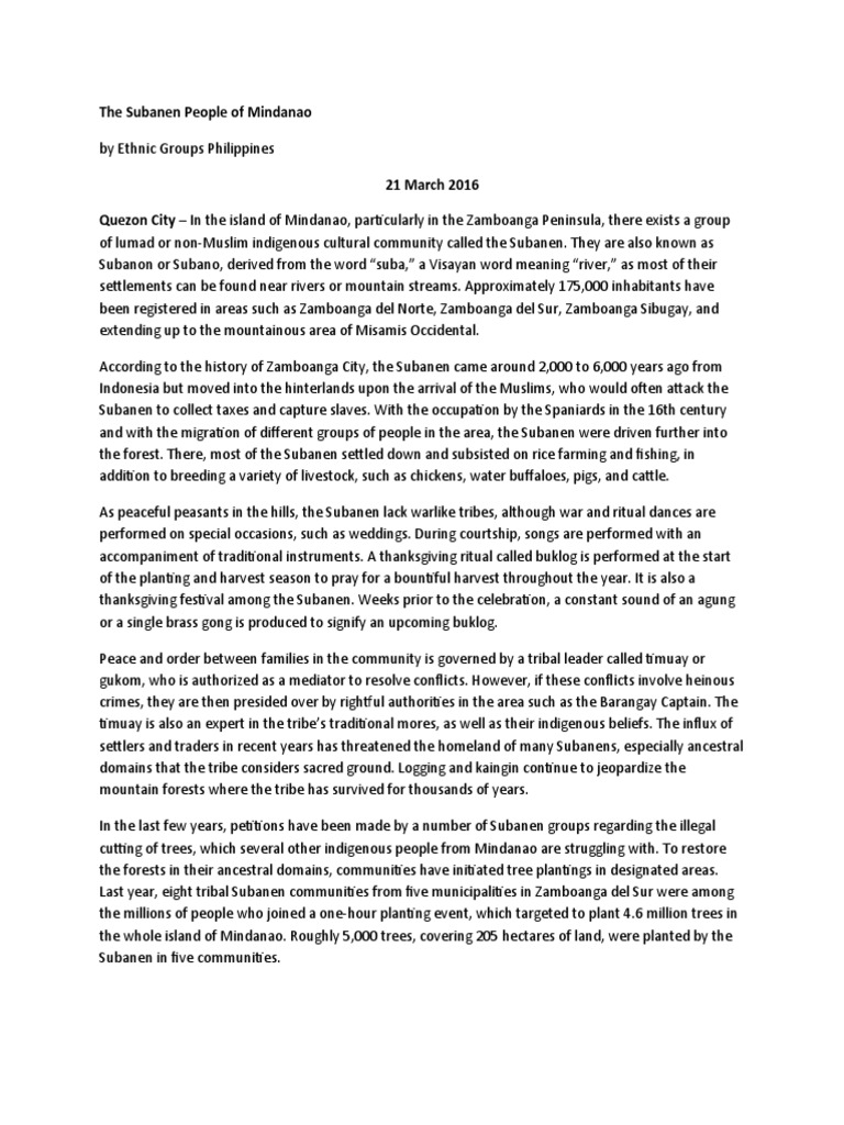 Subanen People: Culture and Challenges | PDF | Mindanao | Ethnicity