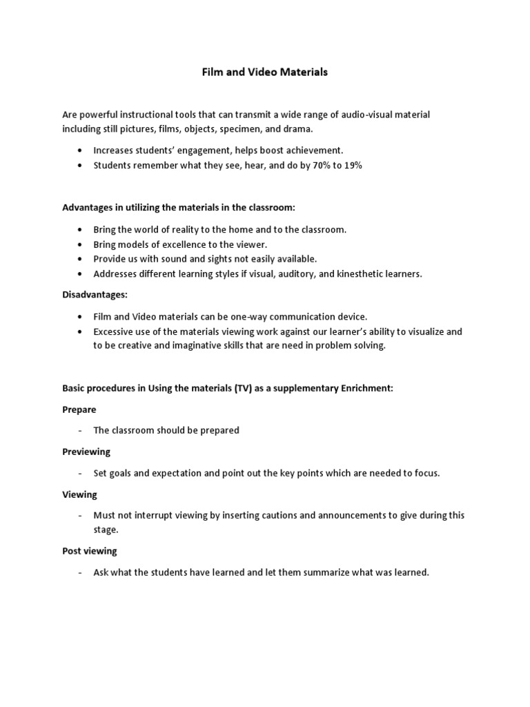 Film and Video Materials | PDF