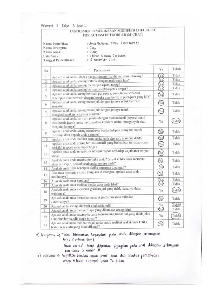 Formulir Autis Dan GPPH | PDF