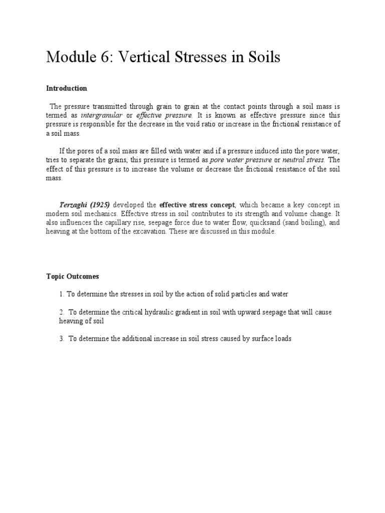 Module 6 Geotechnical Engineering Pdf Soil Mechanics Stress
