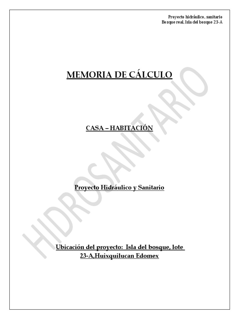 Memoria de Calculo Isla Del Bosque Hidrosanitaria | Descargar gratis ... Memoria de Calculo Isla Del Bosque Hidrosanitaria | Descargar gratis ...