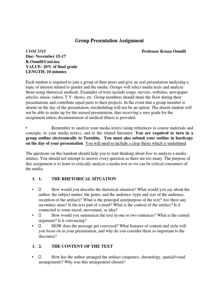 Oumlil Group Presentation Assignment | PDF | Rhetoric | Argument