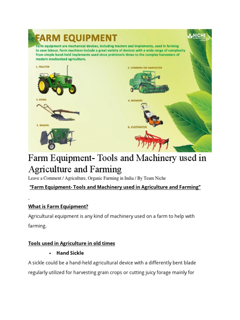 Farm Equipment | PDF | Agriculture | Agricultural Machinery