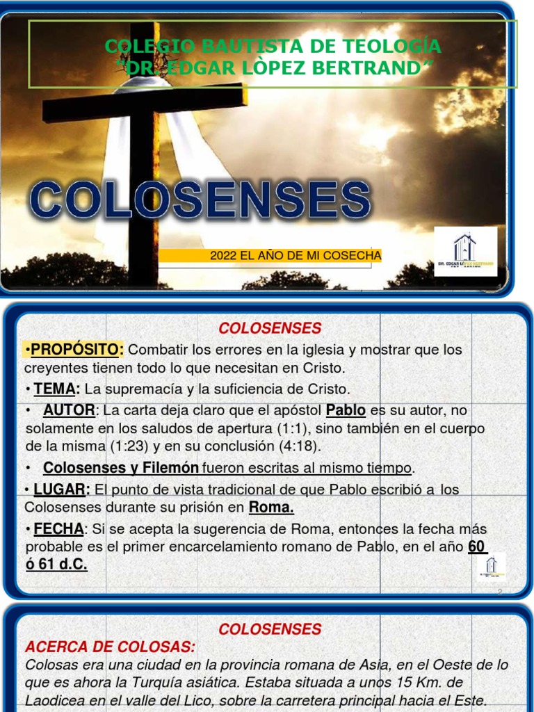 Clase 5. Estudio de La Epístola A Los Colosenses. Parte I | PDF | Pablo el apóstol | Jesús