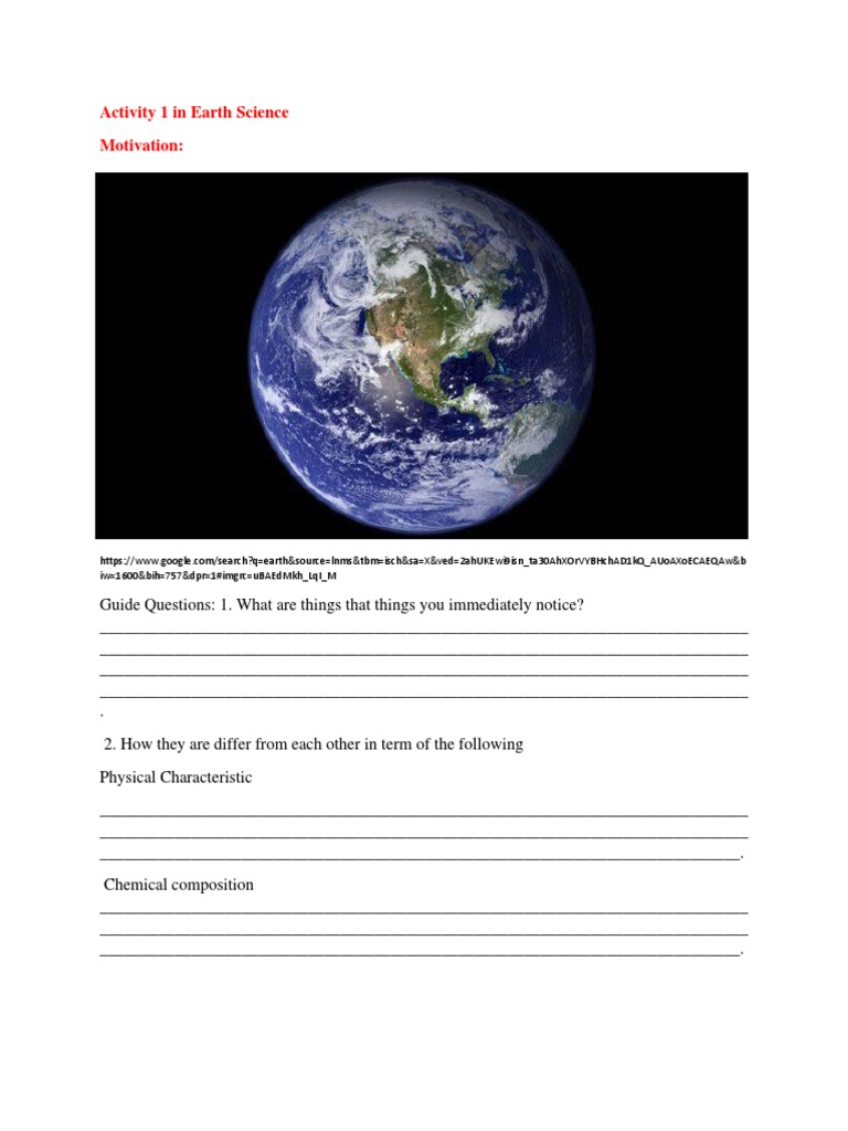 Earth Science Activity for Week 1 | PDF | Earth | Earth Sciences
