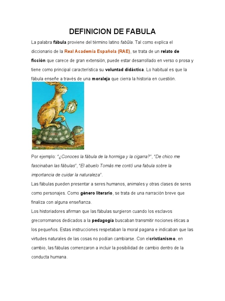 Definicion de Fabula | PDF | Poesía épica | Fábula
