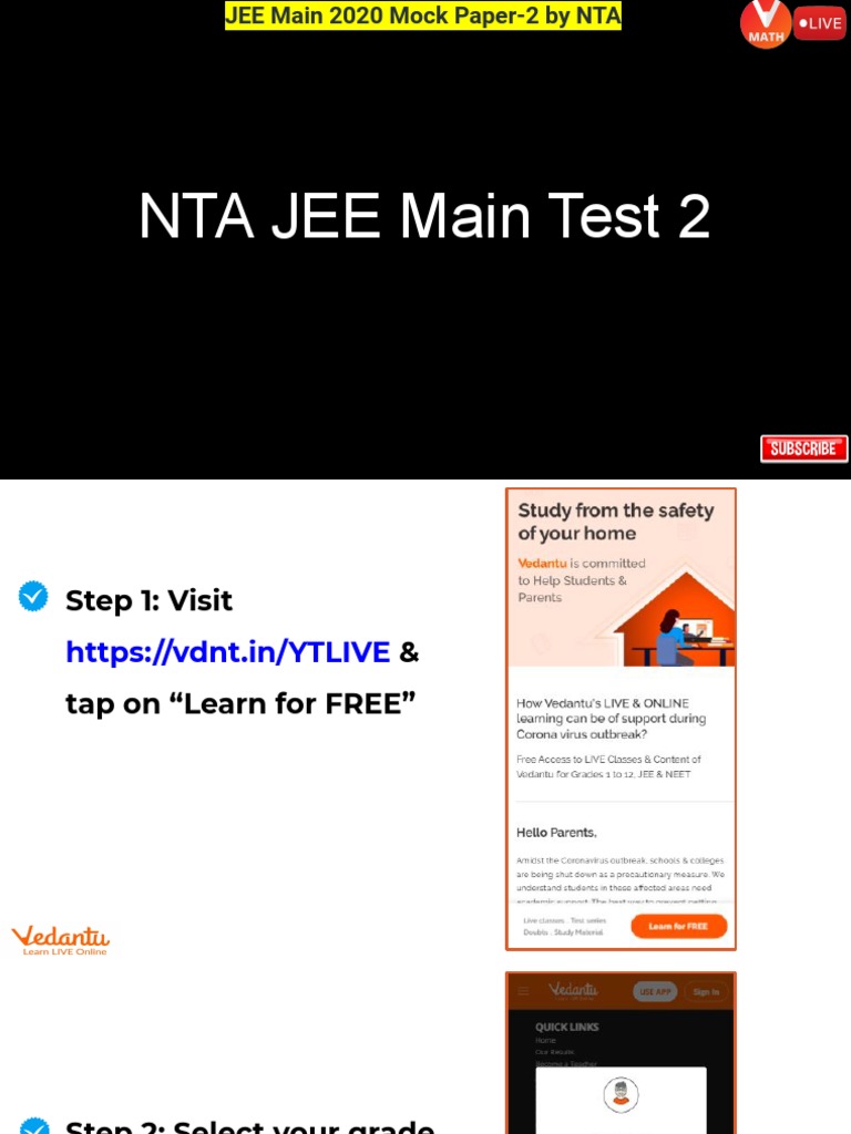 NTA JEE Main Test 2 | PDF | Teaching | Educational Assessment And ...