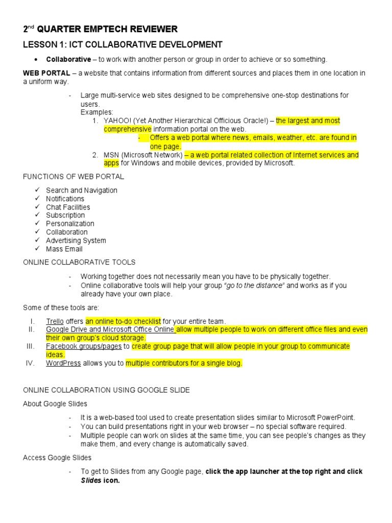 2nd QUARTER EMPTECH REVIEWER GR 11 | PDF | Msn | World Wide Web