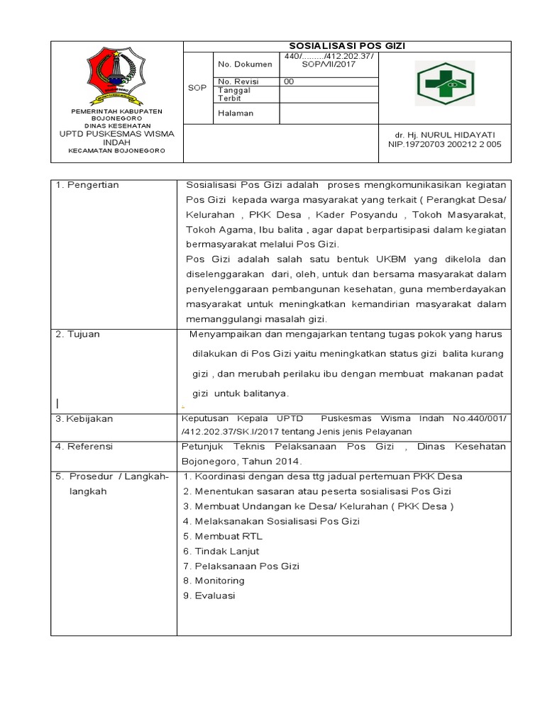 Sop Pos Gizi | PDF