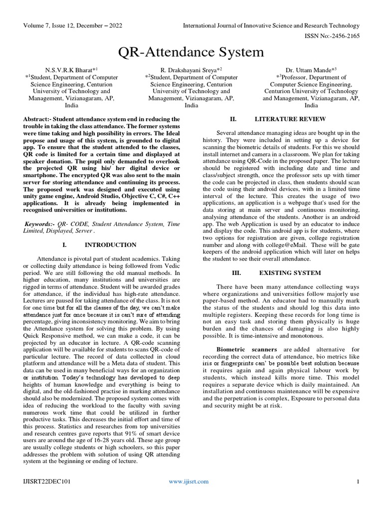 QR Attendance System | PDF | Qr Code | Image Scanner