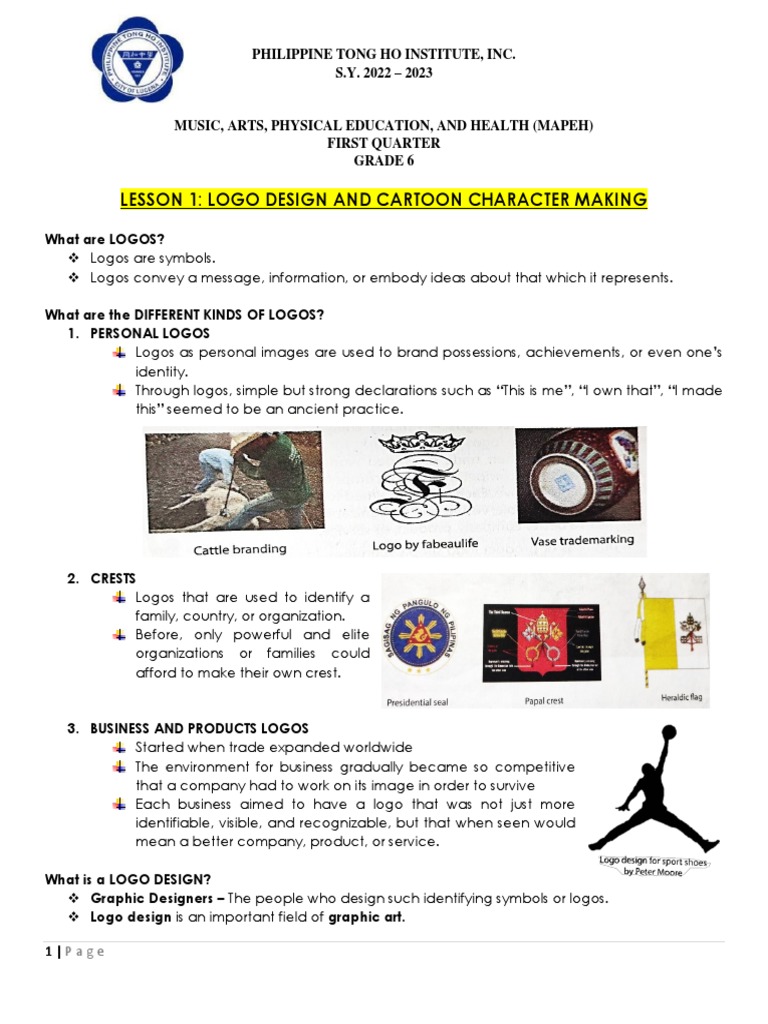 MAPEH First Quarter Lesson Plan: Introduction to Logo Design and ...