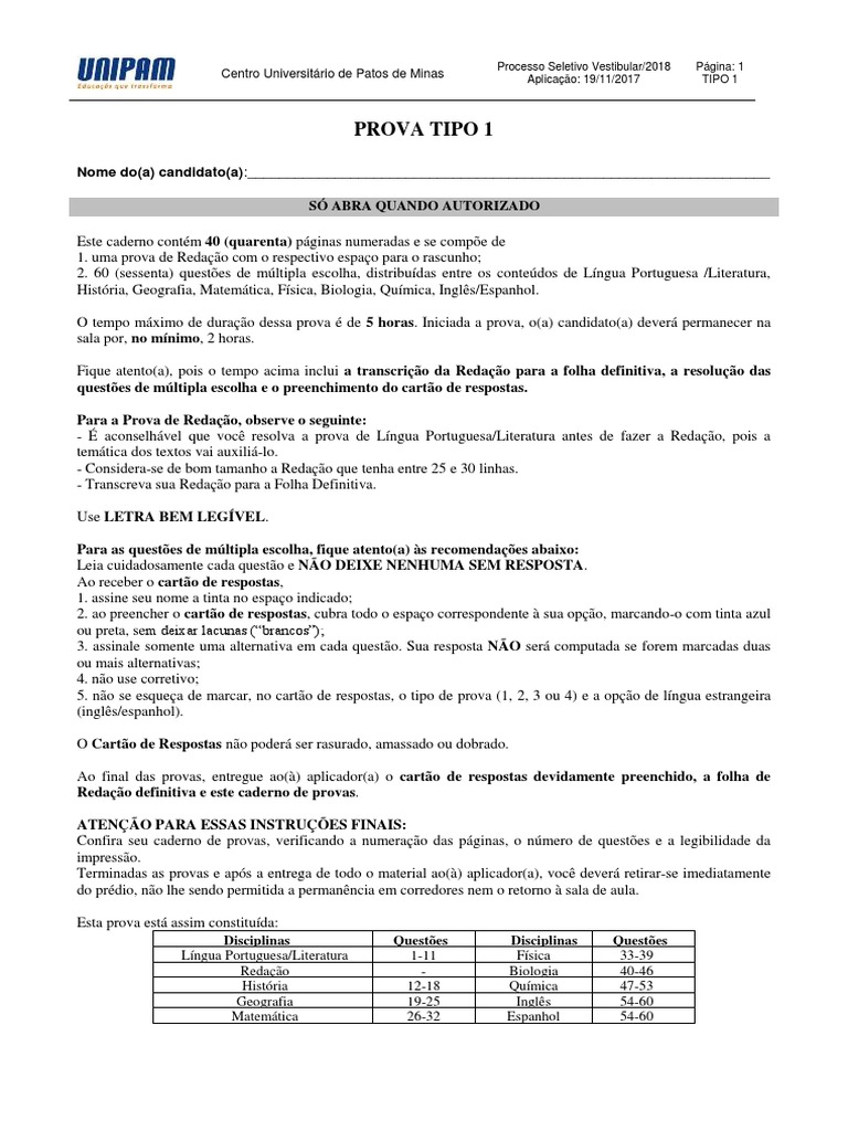 Prova Tipo 1 Gabarito Retificado | PDF | União Soviética | Política mundial