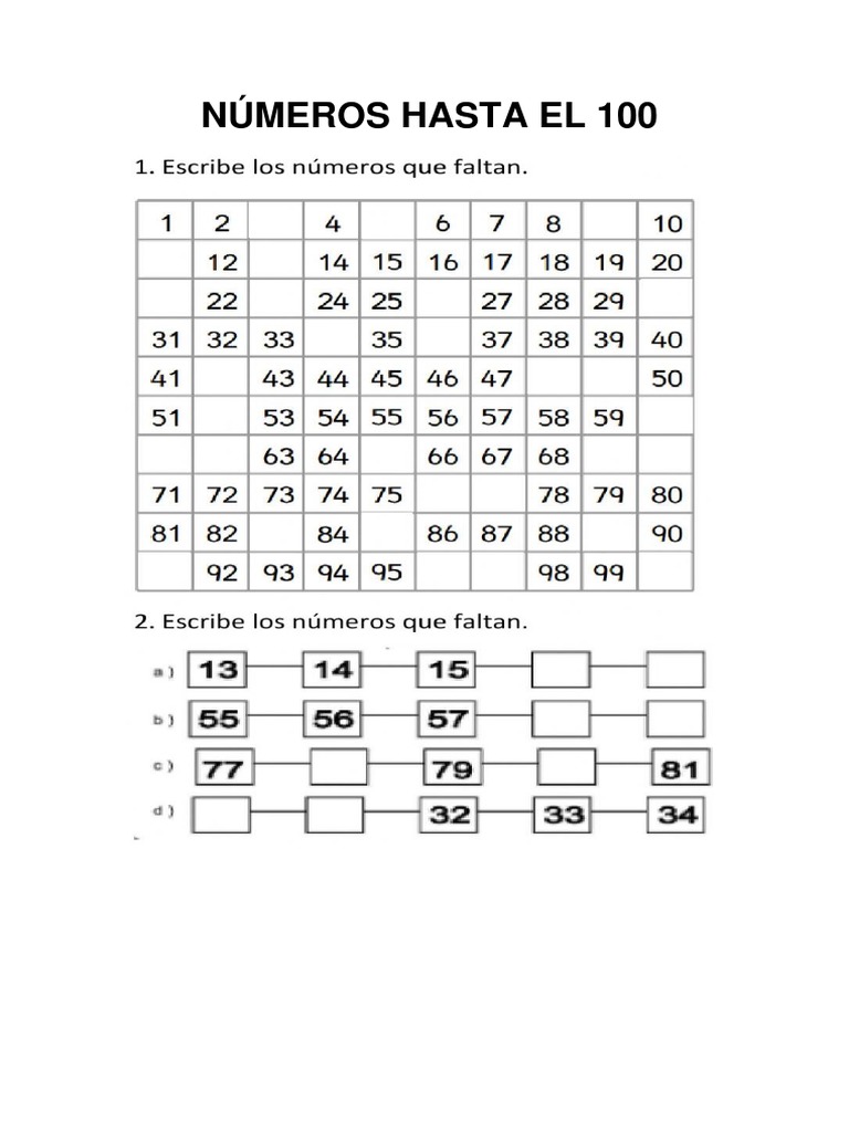 Números Hasta El 100 | PDF