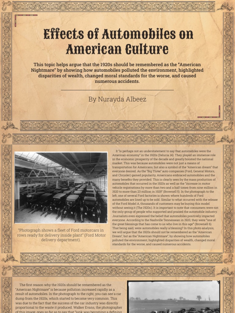 b3 Nurayda Albeez Effects of Automobiles On American Culture 2 | PDF ...