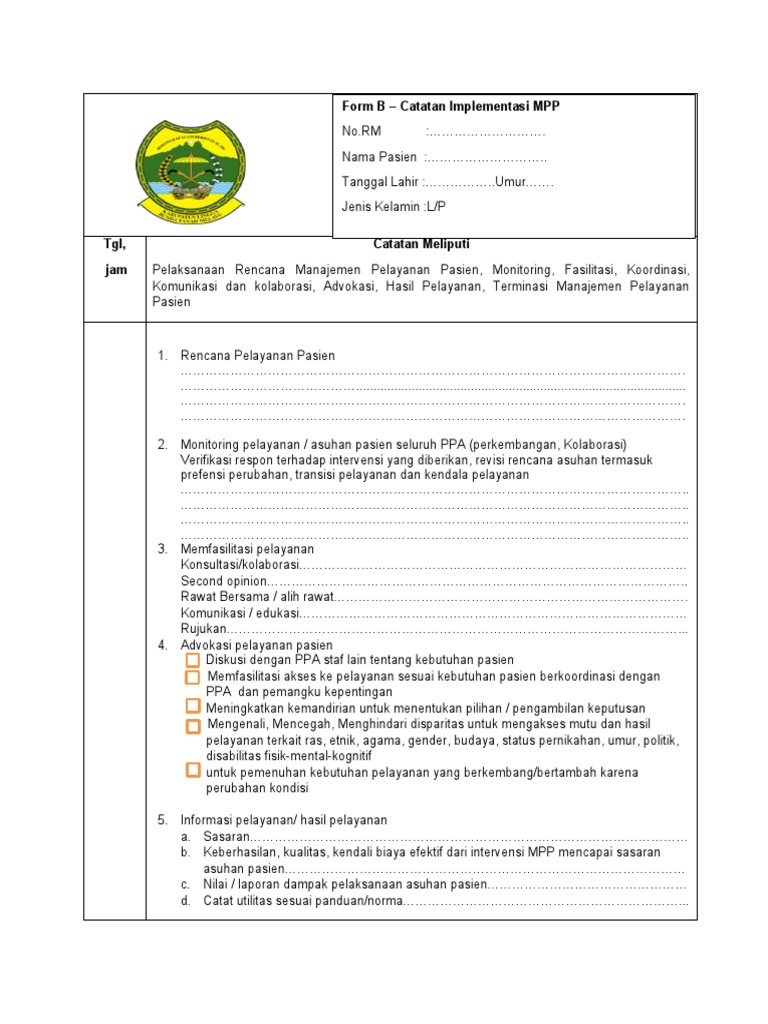 Form B MPP Catatan Implementasi | PDF | Pengelolaan Keuangan & Uang