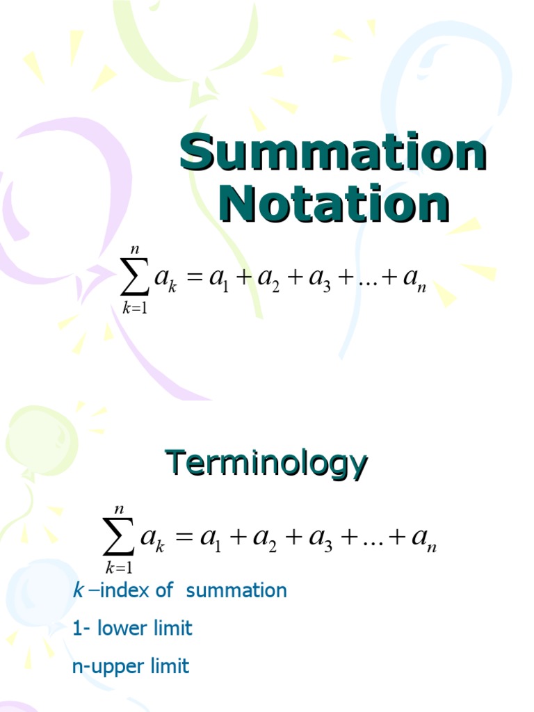 Summation Notation Pdf Summation Elementary Mathematics