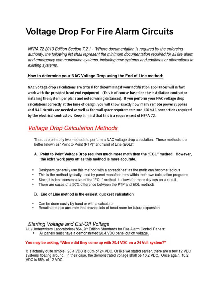 Voltage Drop For Fire Alarm Circuits | PDF | Voltage | Electrical ...