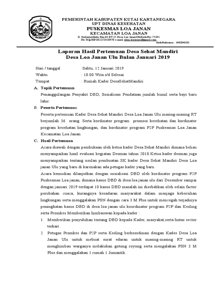 Laporan Hasil Desman Loa Janan Ulu . | PDF