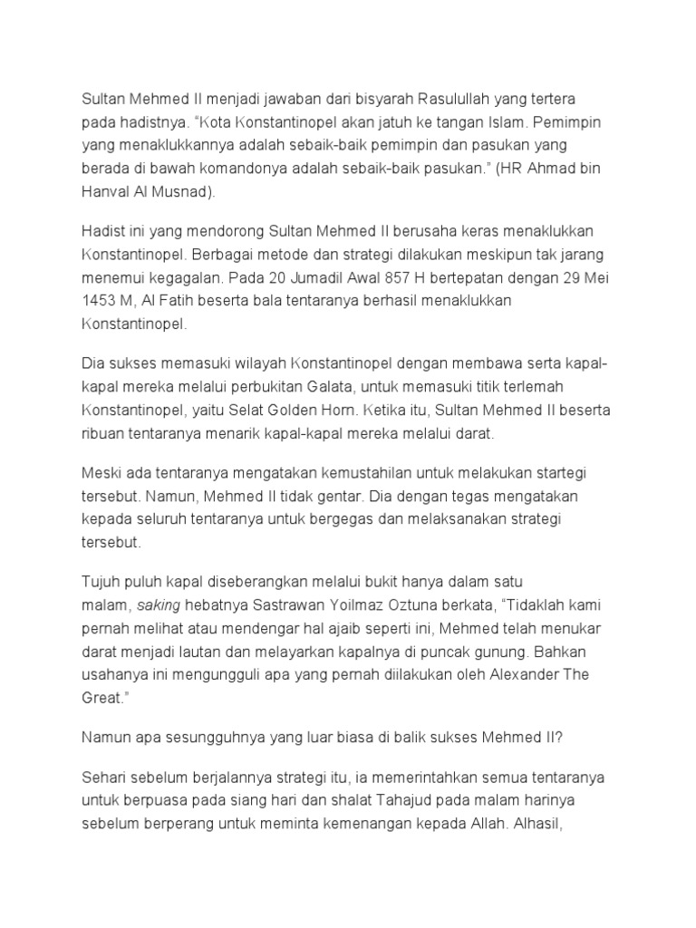 Kepemimpinan Sultan Mehmed II | PDF | Perjalanan | Agama & Spiritualitas