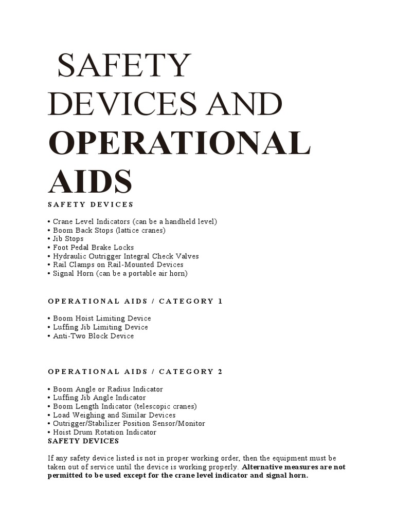 Safety Devices and Operational Aids for Cranes: Requirements and ...
